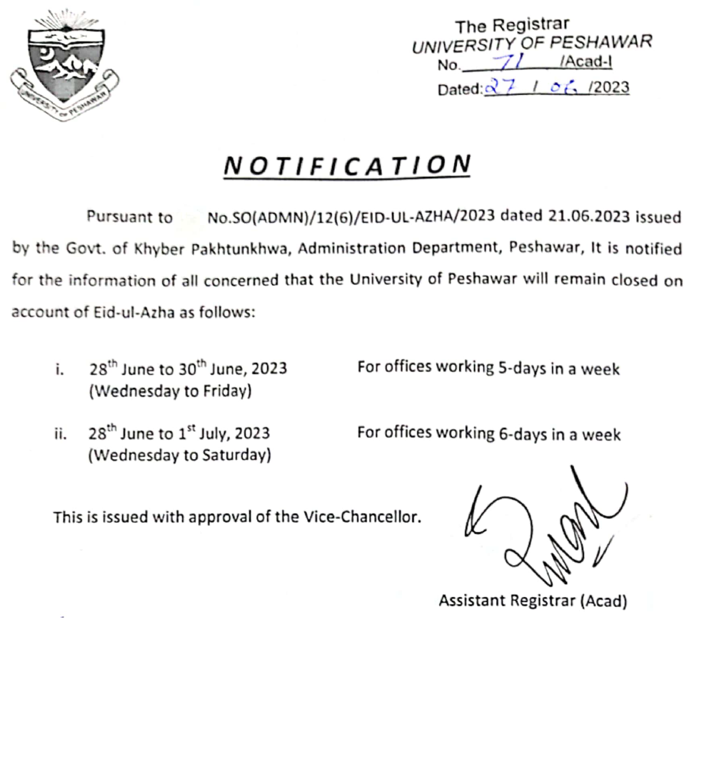 University Of Peshawar University Of Peshawar